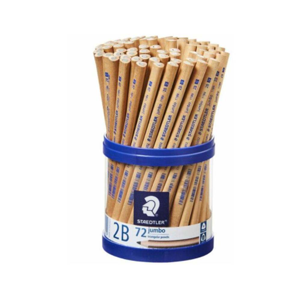 Staedtler Natural Jumbo Triangular Pencil 2B - Cup of 72 - LJ Harper